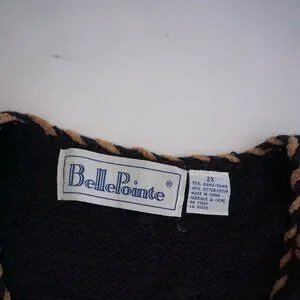 Tops | Vintage Belle Pointe Black Knit Floral Fruit Acorn Vine ...